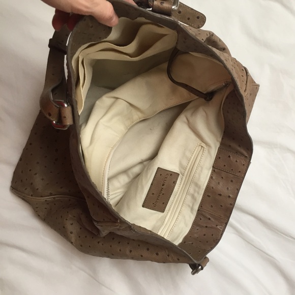 Club Monaco | Bags | Club Monaco Tan Ostrich Leather Large Tote Bag ...